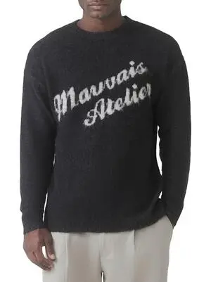 MAUVAIS Atelier Oversized Brushed Knit Sweater - Dark Grey