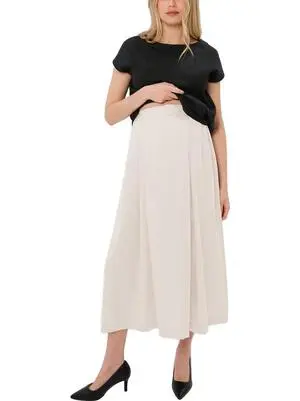 MARION Pleated Maternity Maxi Skirt - Cream