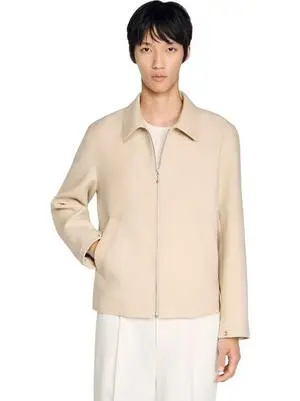 Sandro Zip-up Wool-blend Jacket - Beige