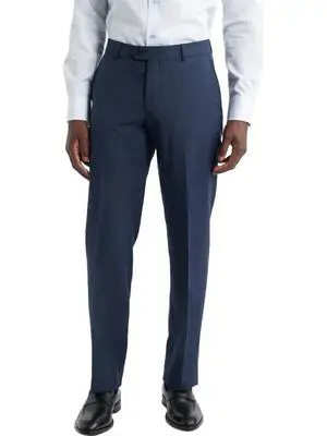 Berle Flat-front Super 120s Wool Dress Pants - Navy