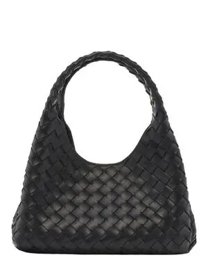 Bottega Veneta Small Campana Intrecciato Shoulder Bag - Black-brass