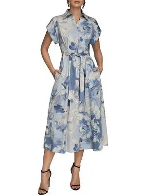 Donna Karan New York Printed Tie Waist Midi Shirtdress - Tempest Multi