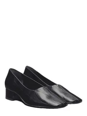 REFORMATION Inez Leather Pumps Black Eel