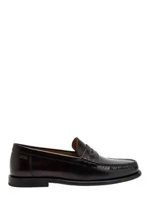 BOSS Leather Loafers With Penny Trim - Red