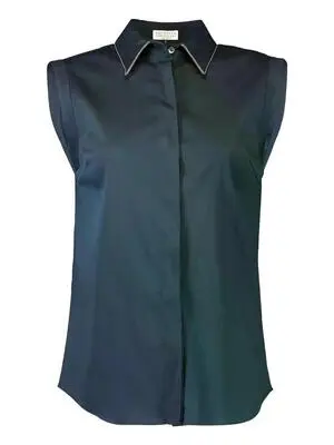 Brunello Cucinelli Sleeveless Button-up Shirt - Blue
