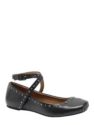 Free People Grace Gems Ballet Flats - Black Leather