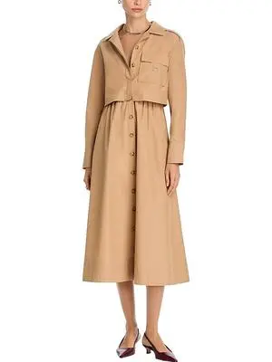 Derek Lam 10 Crosby Janine Poly Cotton Dress - Camel