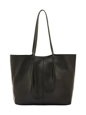 Il Bisonte Nina Large Pleated Leather Tote Black