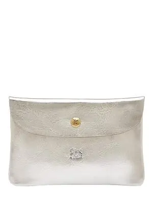 Il Bisonte Manuela Leather Coin Purse - Silver