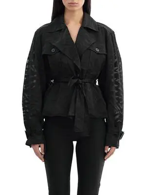 LAMARQUE Oversized Belted Jacket - Black Zebra