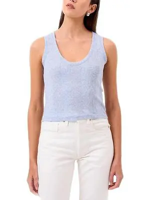 GOLDIE LEWINTER Variegated Rib Crop Tank Top - Blue Heather