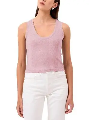GOLDIE LEWINTER Variegated Rib Crop Tank Top - Rose