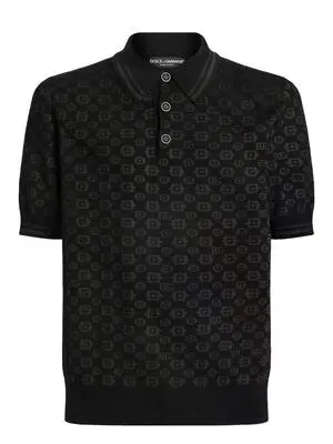 Dolce & Gabbana Geometric-pattern Polo Shirt - Black