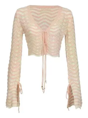 BANANHOT Knitted Tie-fastening Top - Pink