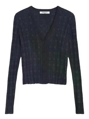 Maison Kitsuné Patterned V-neck Knitwear - Blue