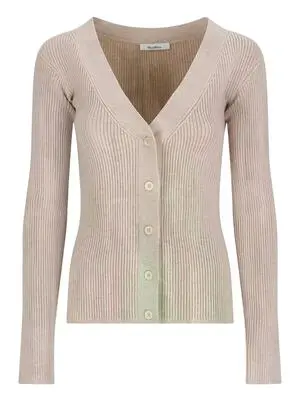 Max Mara V-neck Ribbed Cardigan - Neutrals