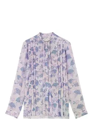 Maison Kitsuné Floral Pussy-bow Top - Purple