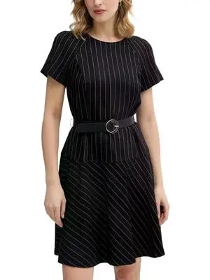Dkny Striped Belted Mini Dress - Black