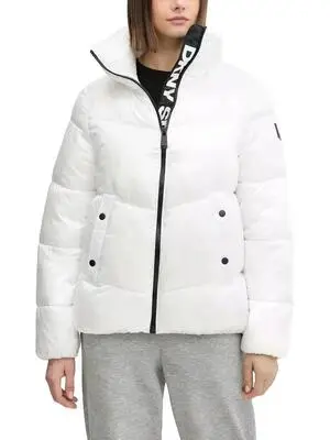 Dkny Padded Funnel-neck Jacket - White