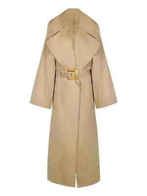 Balmain Belted Cotton Gabardine Trench Coat - Neutrals