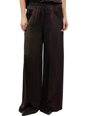 ANY PLACE Drawstring-waist Satin Trousers - Brown