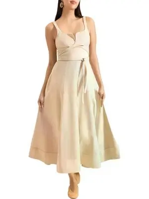 Alexis Kendra Tie-waist Midi Dress - Neutrals