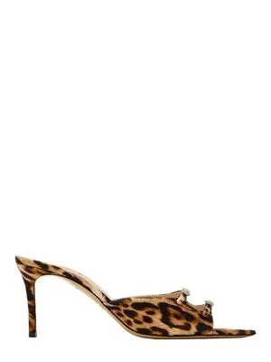 ANDREA WAZEN Carol Leopard Buckle Sandals - Brown