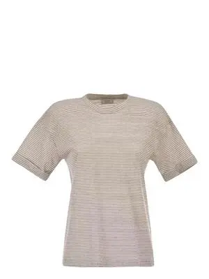 Peserico Striped Crew-neck T-shirt - Neutrals