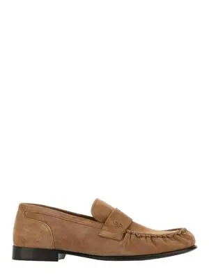 JIMMY CHOO Ellis Penny-strap Suede Loafers - Brown