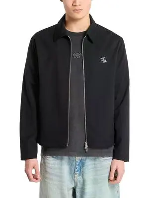 Filling Pieces Twill Embroidered Coach Jacket - Black