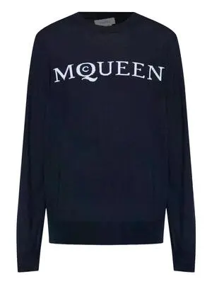 Alexander McQueen Intarsia-knit Logo Sweater - Blue
