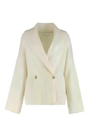 Vince Ribbed Double-breasted Cardigan - Neutrals