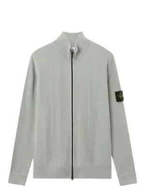 Stone Island Zip-up Ribbed Cardigan - Green