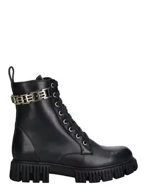 BALDININI Lace-up Combat Boots With Chain Detail - Black