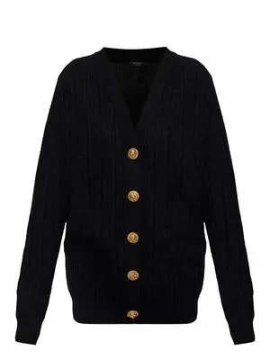 Balmain Textured Virgin Wool Knitwear - Black