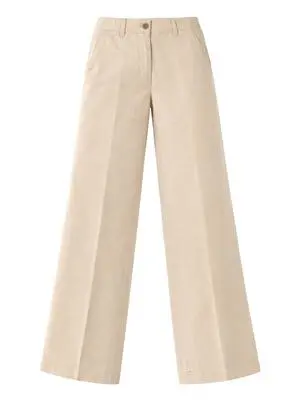 Aspesi Cotton And Linen Wide Leg Trousers - Beige