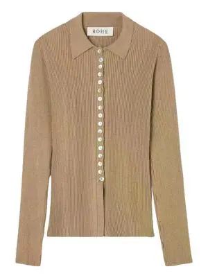 RÓHE Ribbed Buttoned Cardigan - Neutrals