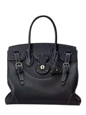 Ralph Lauren Soft Ricky 33 Buckle Leather Tote Bag - Black