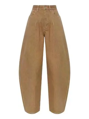 Jacquemus Pleat-detail Wide-leg Denim Jeans - Brown