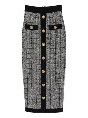 Balmain Buttoned Midi Skirt - Black