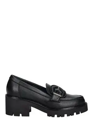 BALDININI Buckle Lug-sole Heeled Loafers - Black