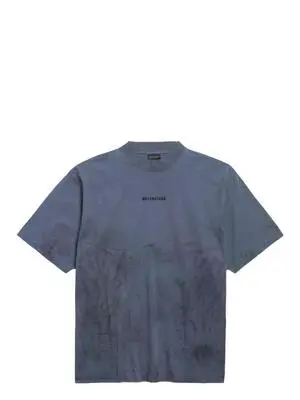 Balenciaga Mock-neck Logo T-shirt - Blue