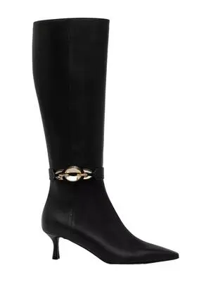 BALDININI Chain-detail Leather Knee-high Boots - Black