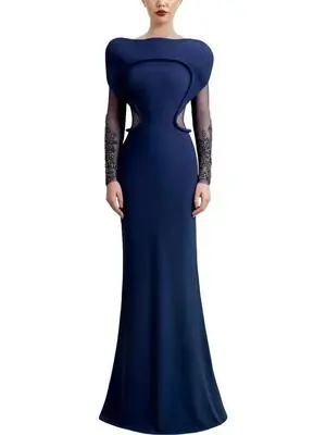 GEMY MAALOUF Beaded Sleeve Dress - Blue
