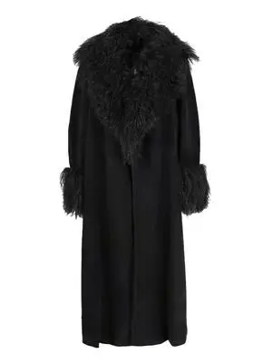 Fendi Fur-trimmed Wool Coat - Black