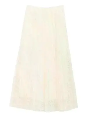 Ermanno Scervino Floral Pleated Midi Skirt - Neutrals