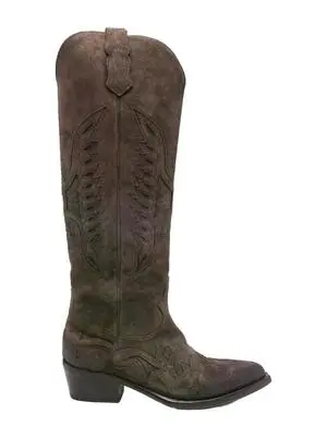 DAMY Embroidered Cowboy Boots - Brown