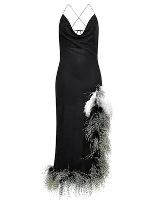 Oseree Lumière Plumage Asymmetric Dress - Black