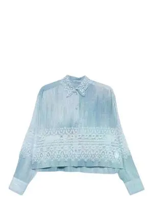 Ermanno Scervino Lace Collared Shirt - Blue