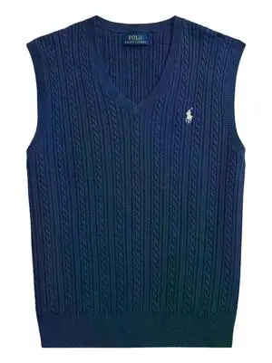 Polo Ralph Lauren Cable-knit Vest With Embroidered Logo - Blue